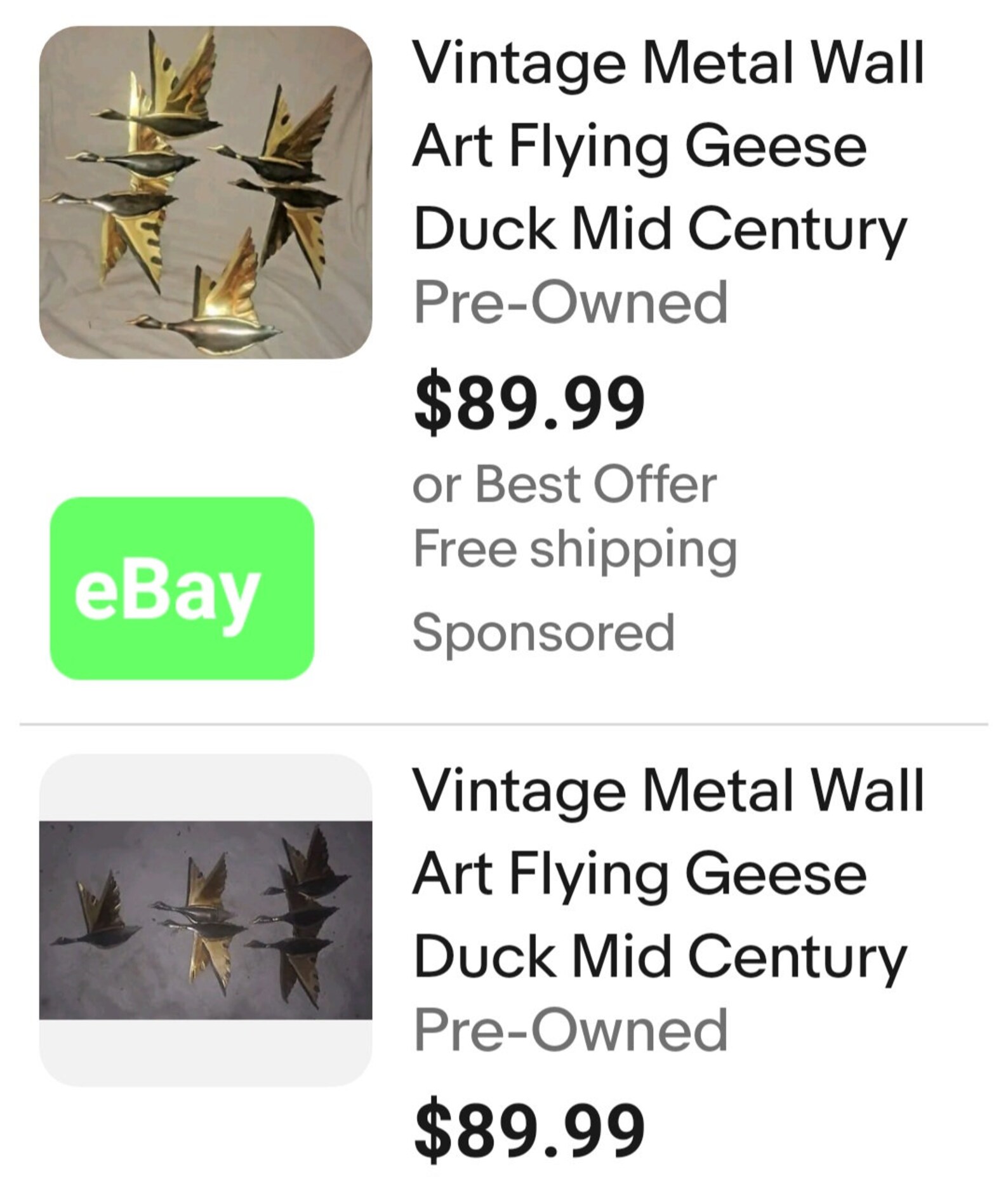 MCM Metal Ducks in Flight Wall Decor 5 Pc Set SALE Was 75 Now 68 - Etsy