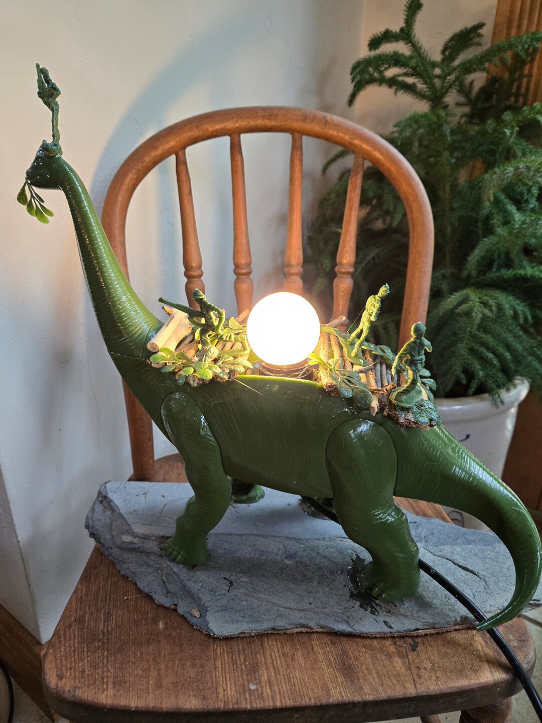 Army Force Brontosaurus Accent Lamp/nightlight Upcycled Vintage ...
