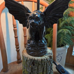 Gothic Black Gargoyle Accent Table Lamp Nightlight Upcycled Handcrafted ...