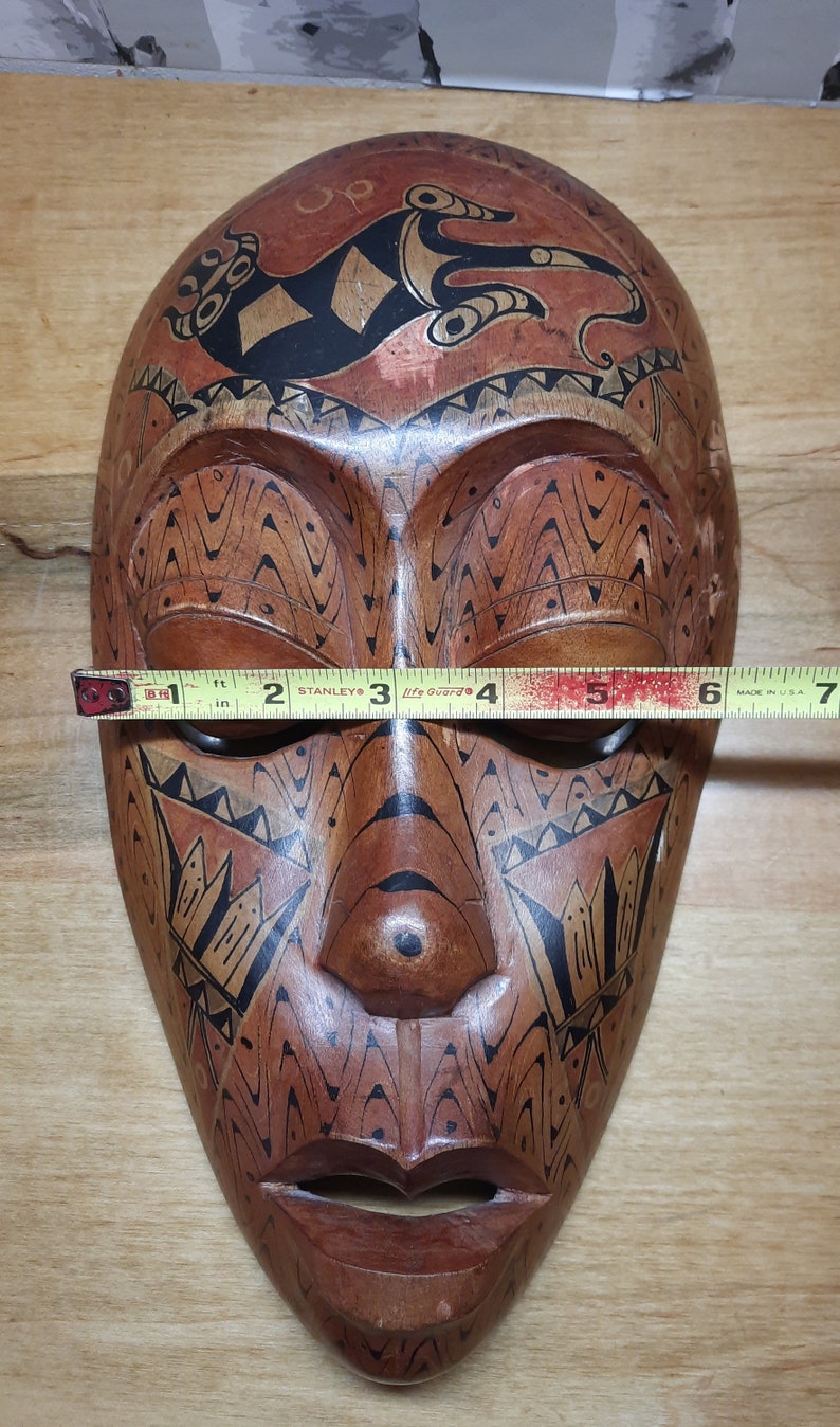 Indonesian Hand Carved Wood Tribal Mask Wall Art Wonderful Vintage ...