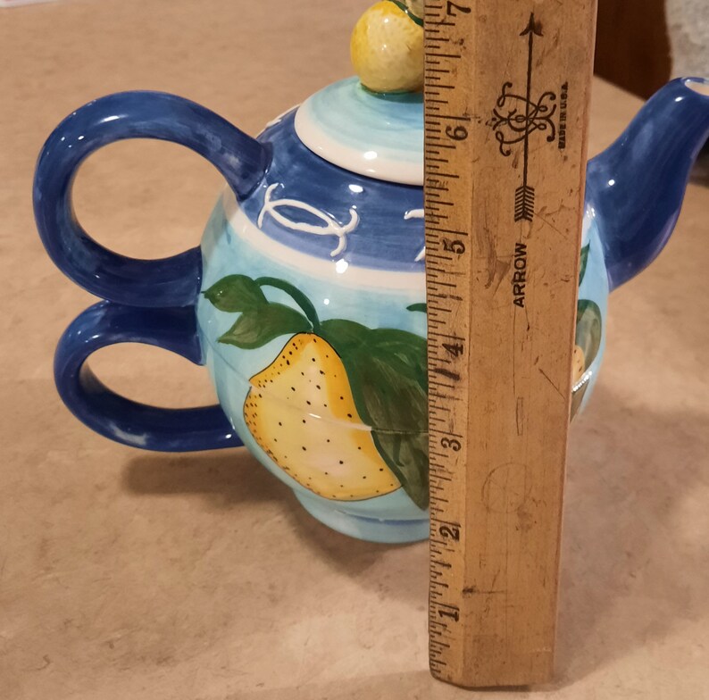 Zrike 3 Piece Teapot Blue White Lemons Vintage 1980s Collector Tea ...