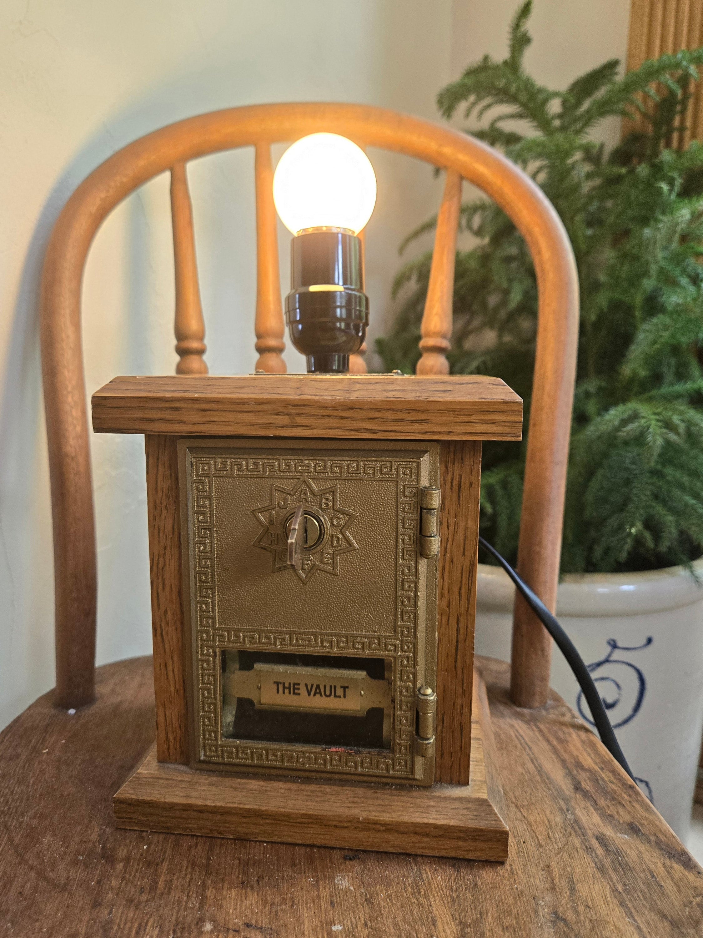 Vintage Post Office Box Door Lamp & Bank Nightlight Handmade Hardwood ...