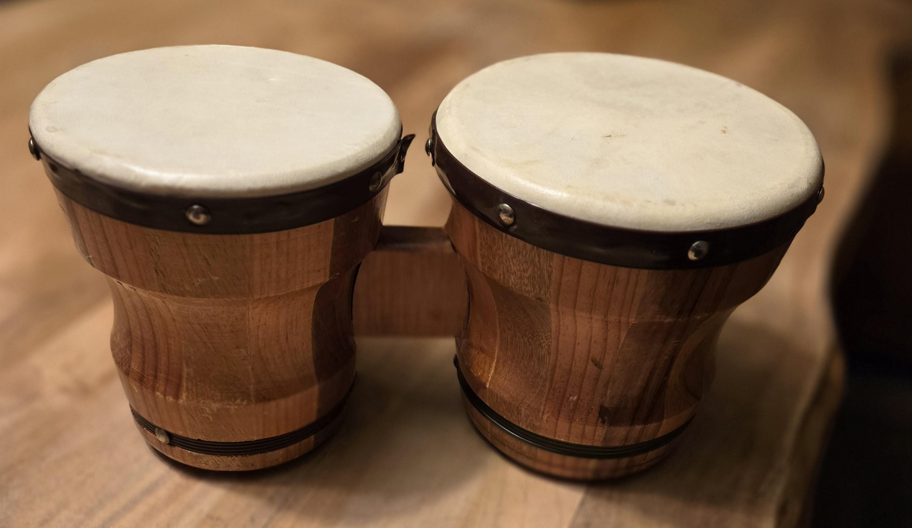 Bongo Drums Wood Natural Skin Heads Vintage - Etsy