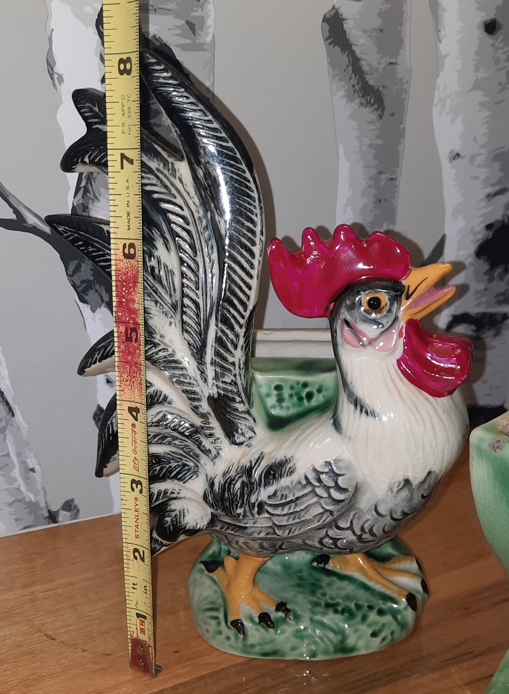 Rooster Planters, Black and White Ceramic - Pair Vintage 1950s SALE Was ...