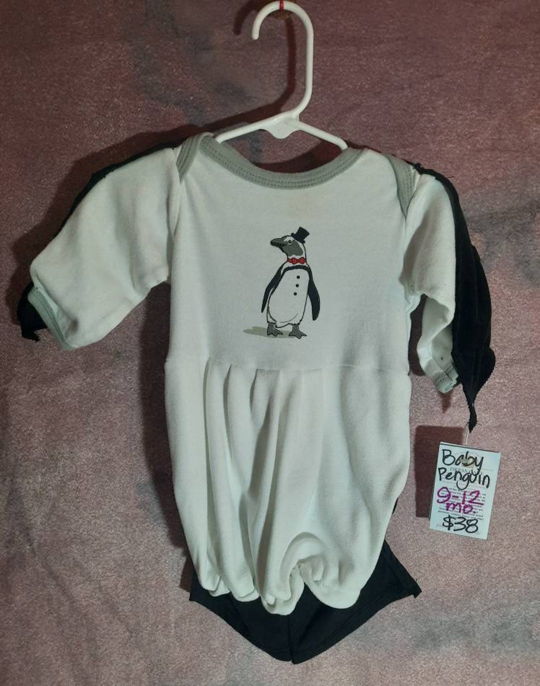 Penguin Snuggie, Baby Costume; Size 9-12 Months, Upcycled, Handmade by ...
