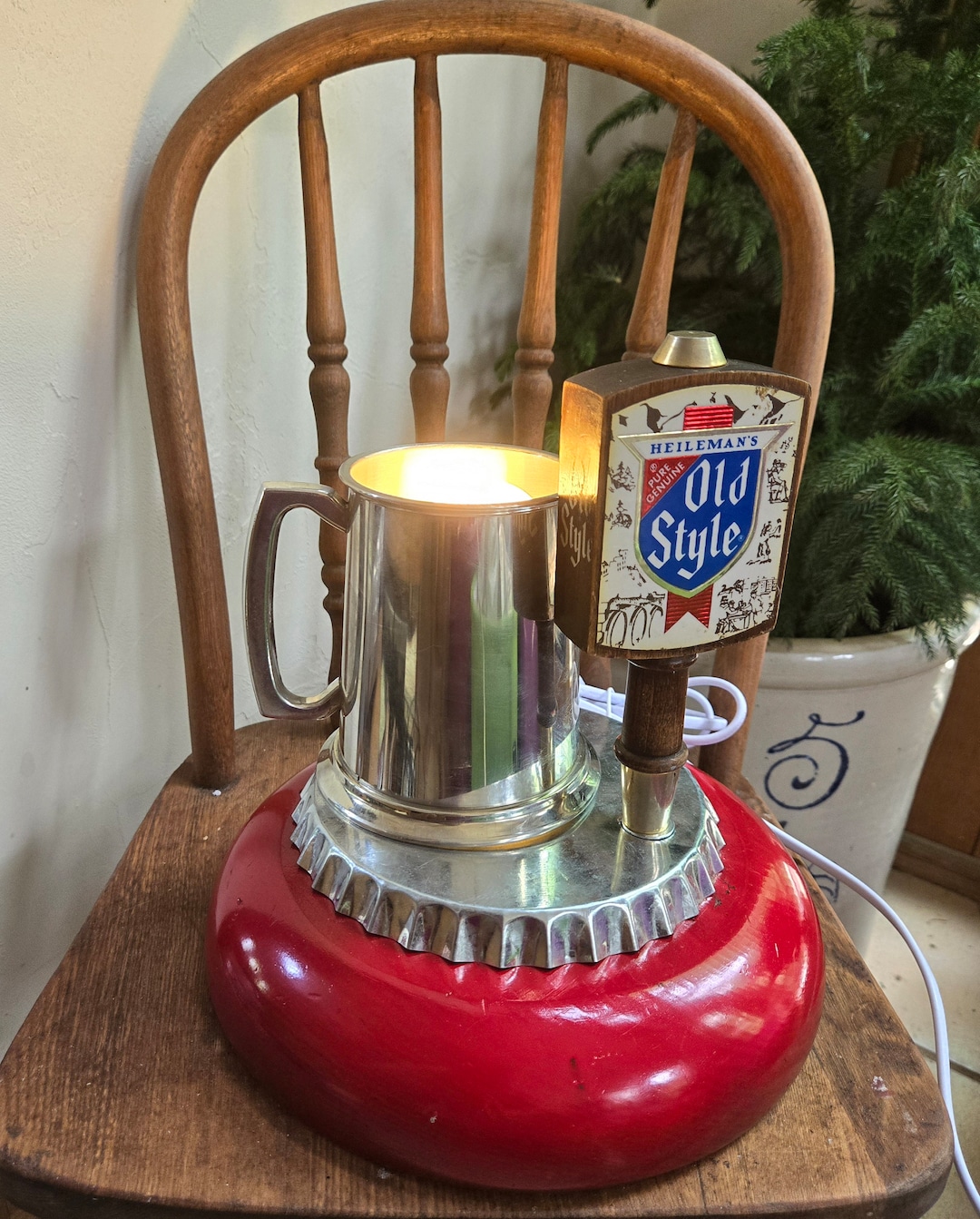 Old Style Beer Vintage Tap Bar Lamp Tabletop Light Bottle Cap Beer Mug ...