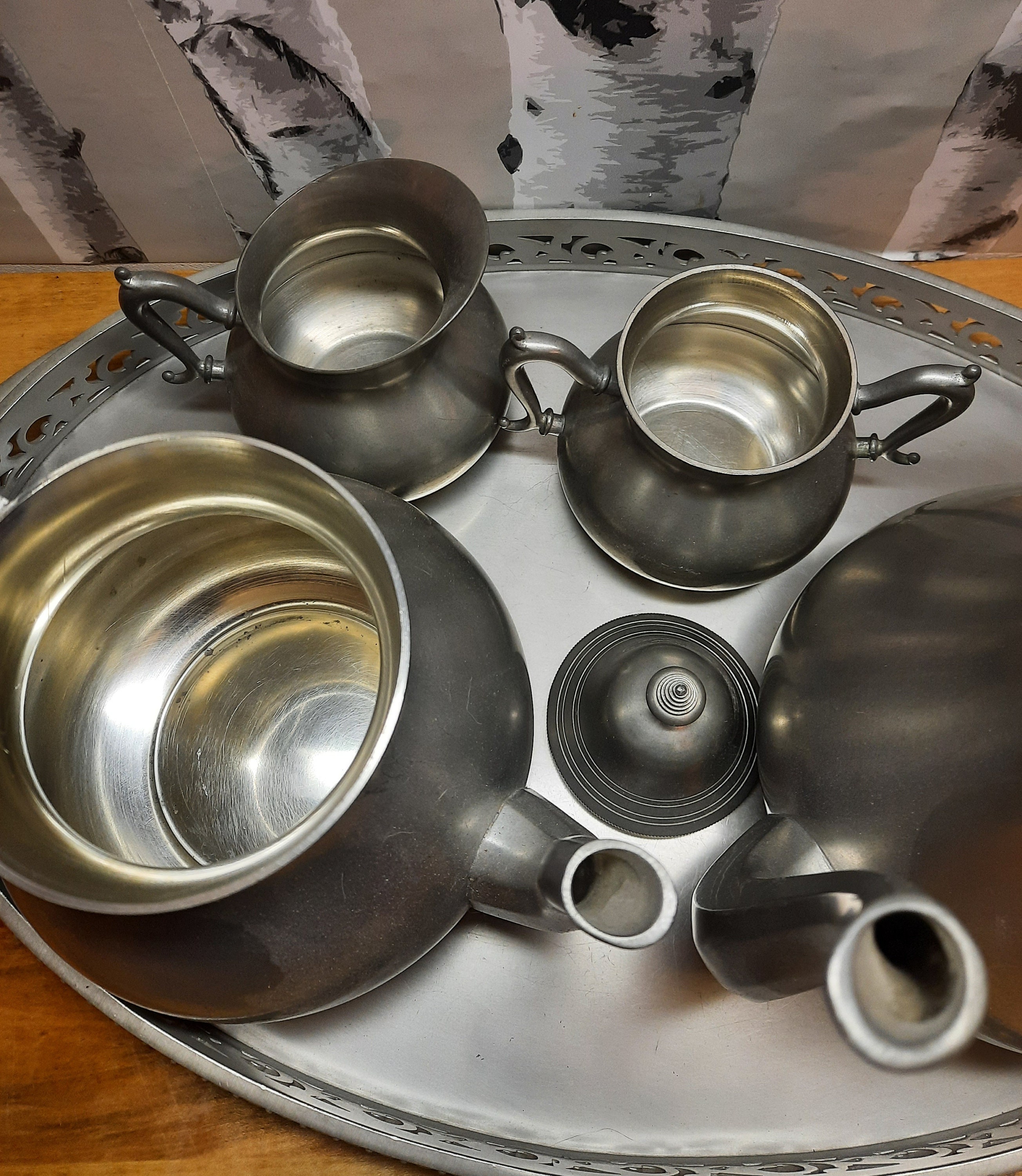 Royal Holland Pewter Tea Set Bakelite Handles 5 Pc Set Vintage 1950s ...