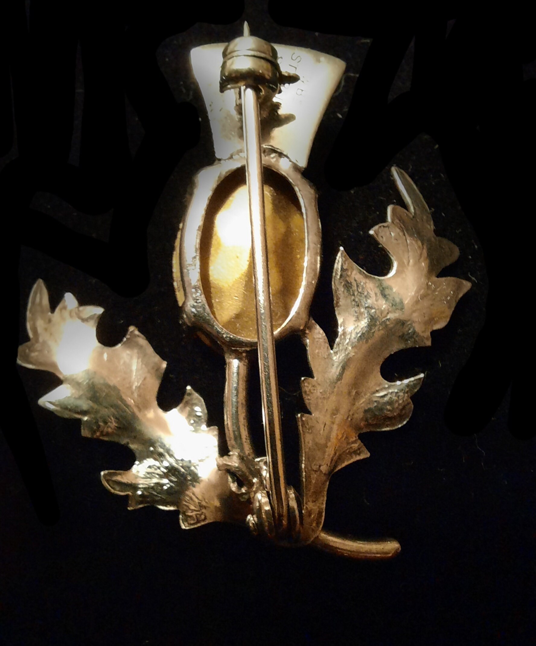 Scottish Thistle Pin Brooch Large Size Signed Ward Brothers Sterling ...