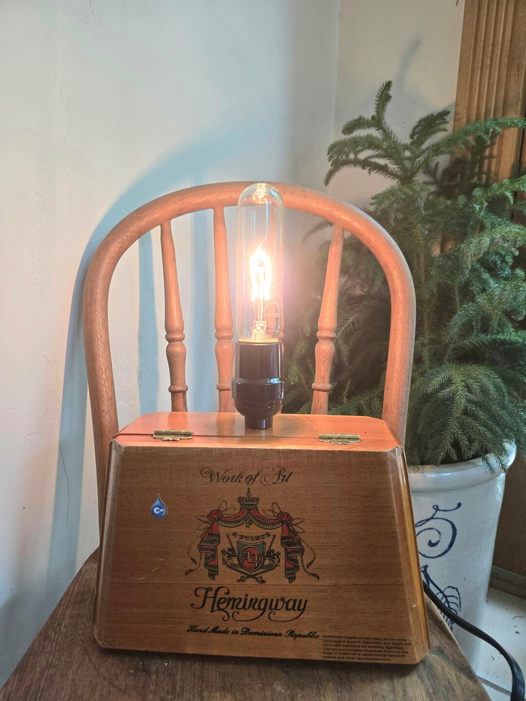 Hemingway Cigar Box Secret Compartment Night Light Bed Shelf/table Lamp ...