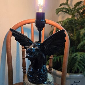 Gothic Black Gargoyle Accent Table Lamp Nightlight Upcycled Handcrafted ...