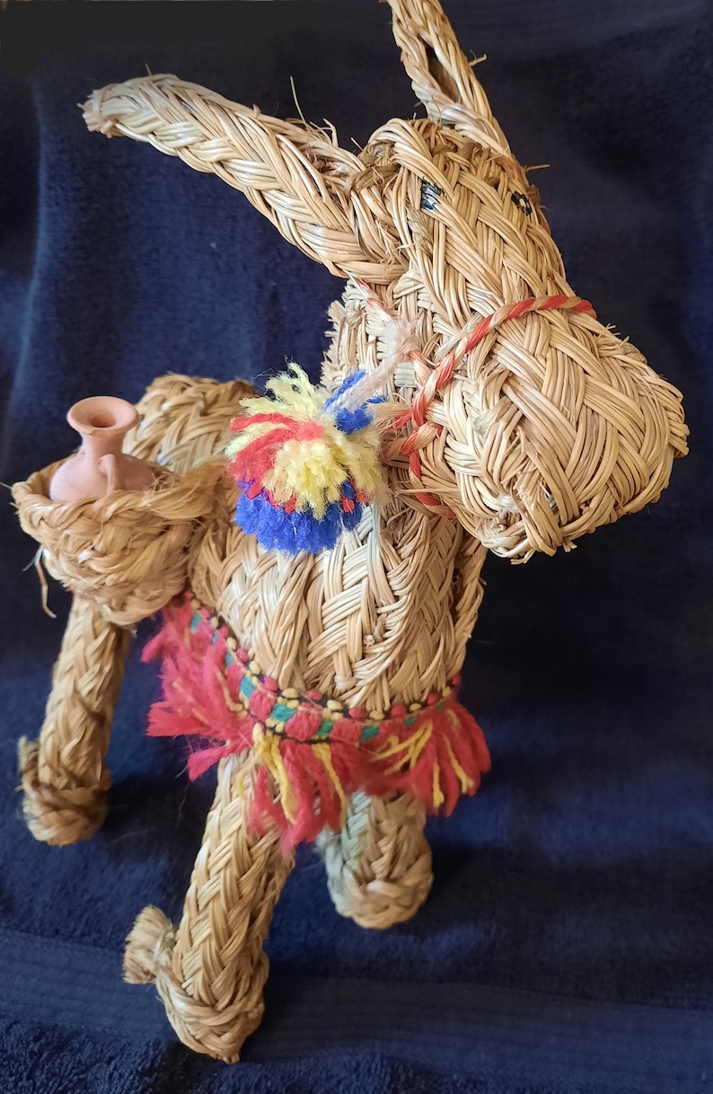 Straw Donkey Burro Clay Water Jugs Mexico Vintage 1960s - Etsy