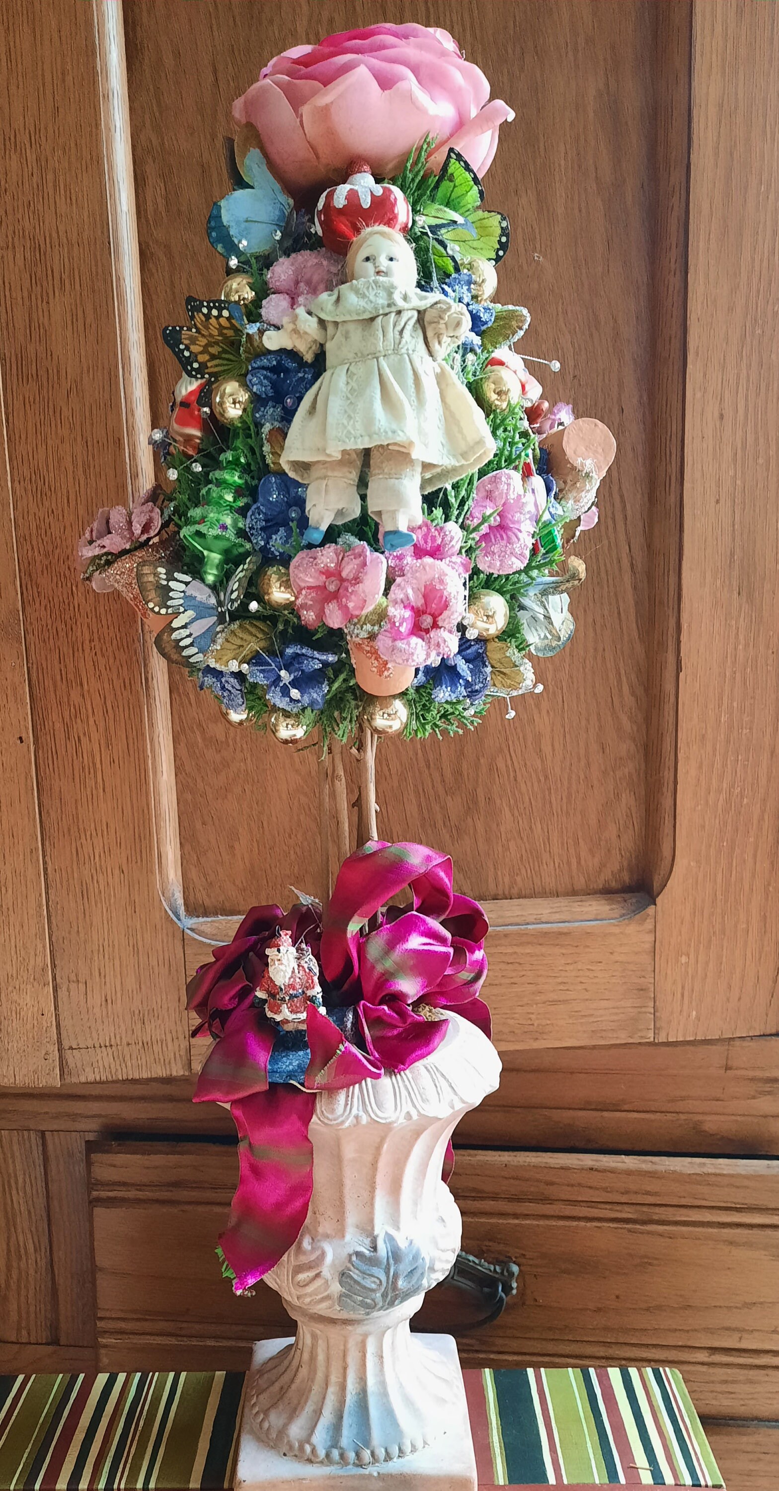Shabby Chic Topiary Christmas Tree Blown Glass Ornaments Vintage Hand ...