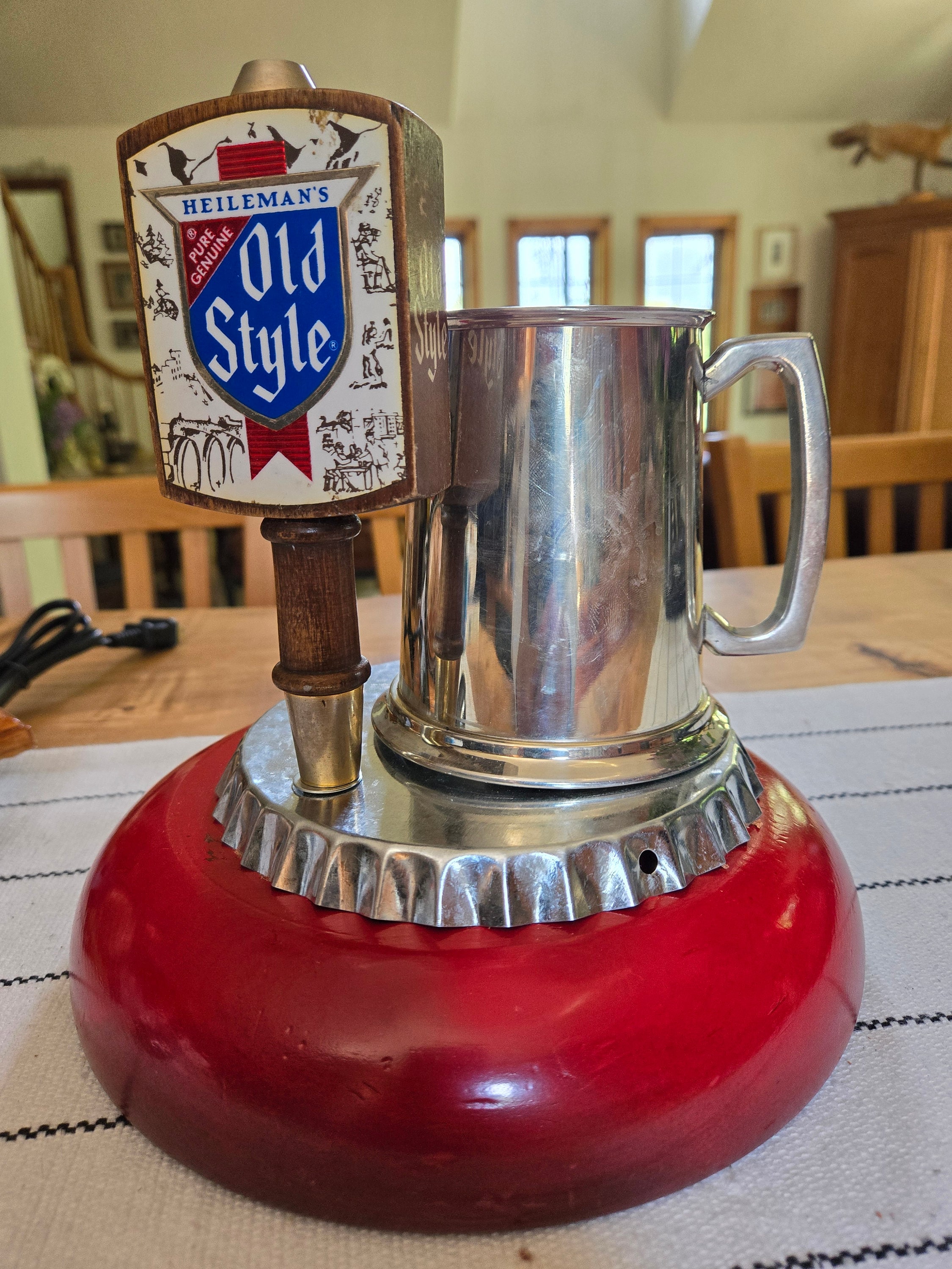 Old Style Beer Vintage Tap Bar Lamp Tabletop Light Bottle Cap Beer Mug ...