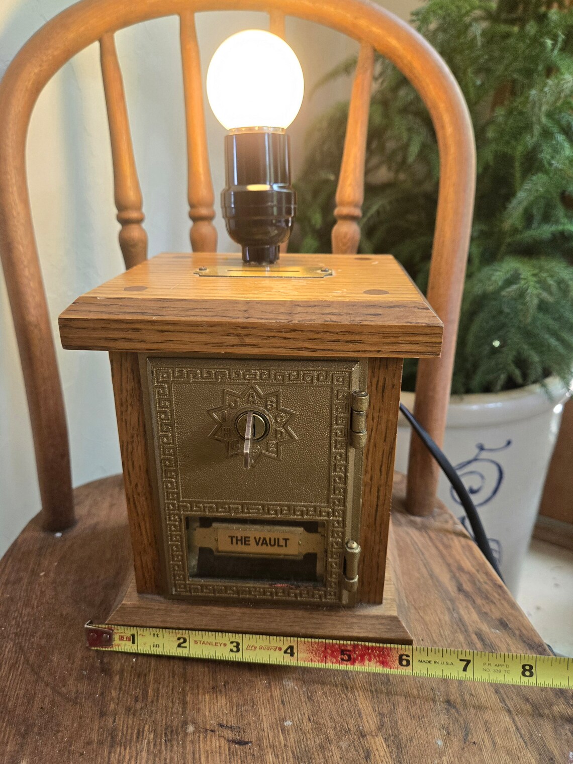 Vintage Post Office Box Door Lamp & Bank Nightlight Handmade Hardwood ...
