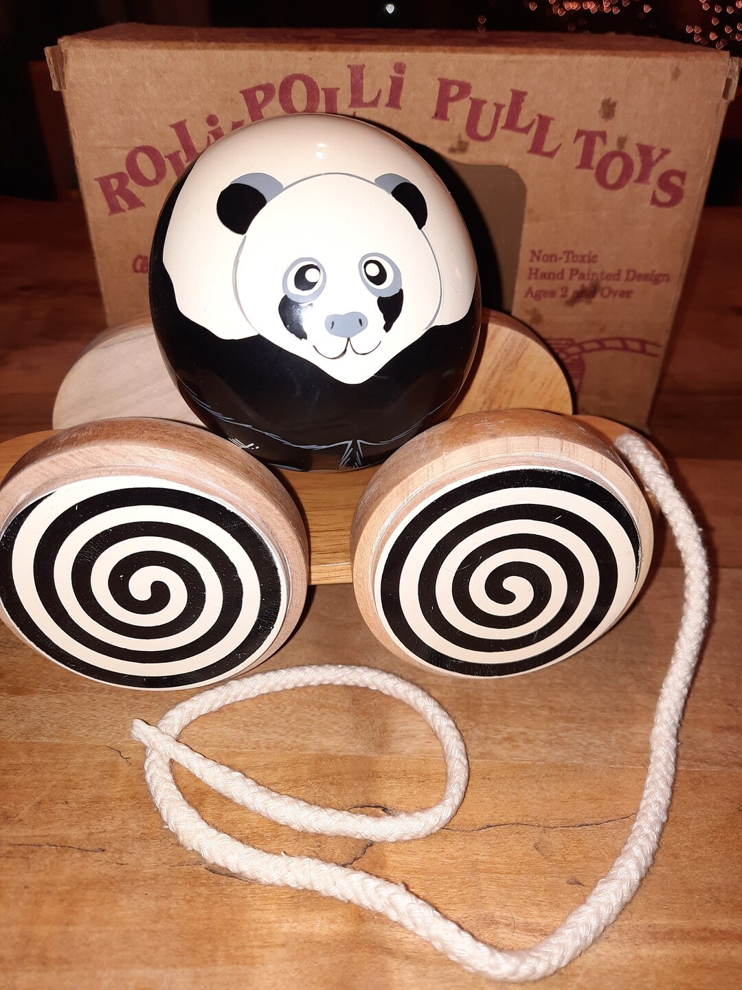 Panda Pull Toy Wood From Coacligh Rolli-poli Vintage NIB - Etsy