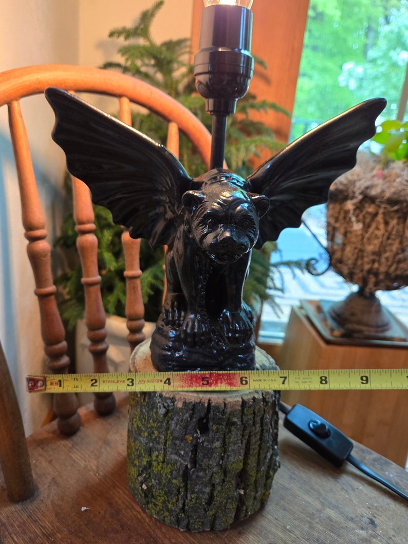 Gothic Black Gargoyle Accent Table Lamp Nightlight Upcycled Handcrafted ...