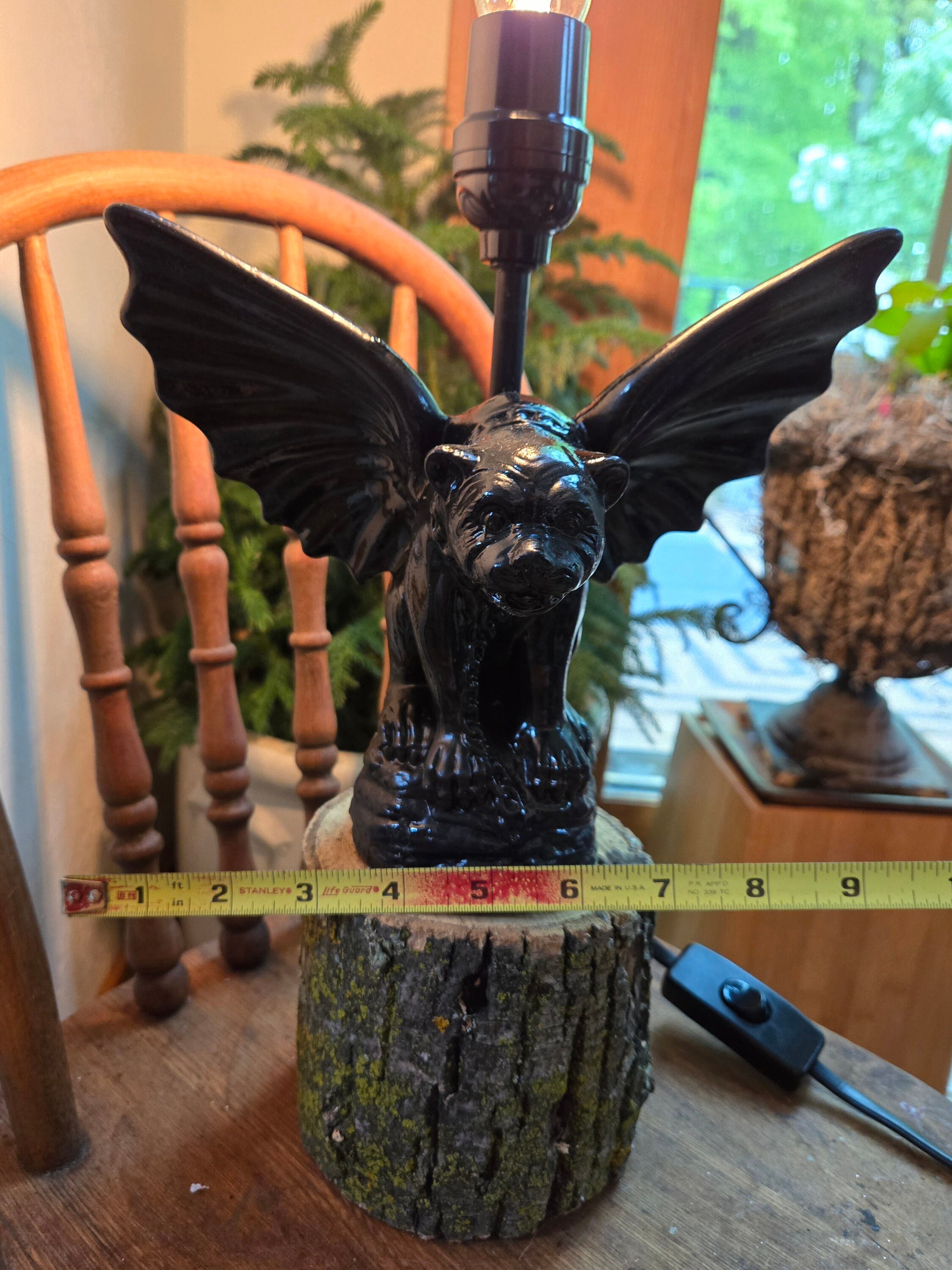 Gothic Black Gargoyle Accent Table Lamp Nightlight Upcycled Handcrafted ...