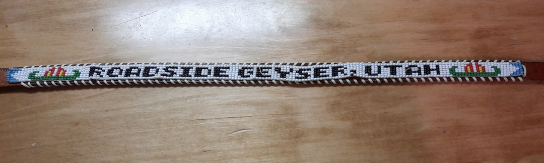 Beaded Leather Souvenir Belt Roadside Geyser Utah Vintage 1960s Travel ...