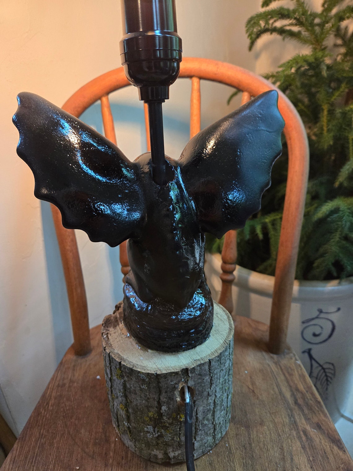 Gothic Black Gargoyle Accent Table Lamp Nightlight Upcycled Handcrafted ...