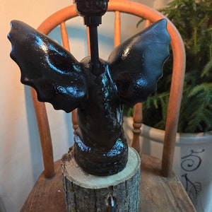 Gothic Black Gargoyle Accent Table Lamp Nightlight Upcycled Handcrafted ...