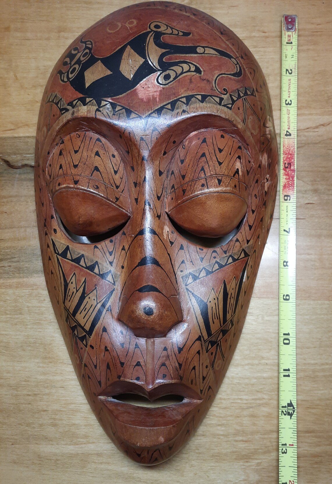 Indonesian Hand Carved Wood Tribal Mask Wall Art Wonderful Vintage ...