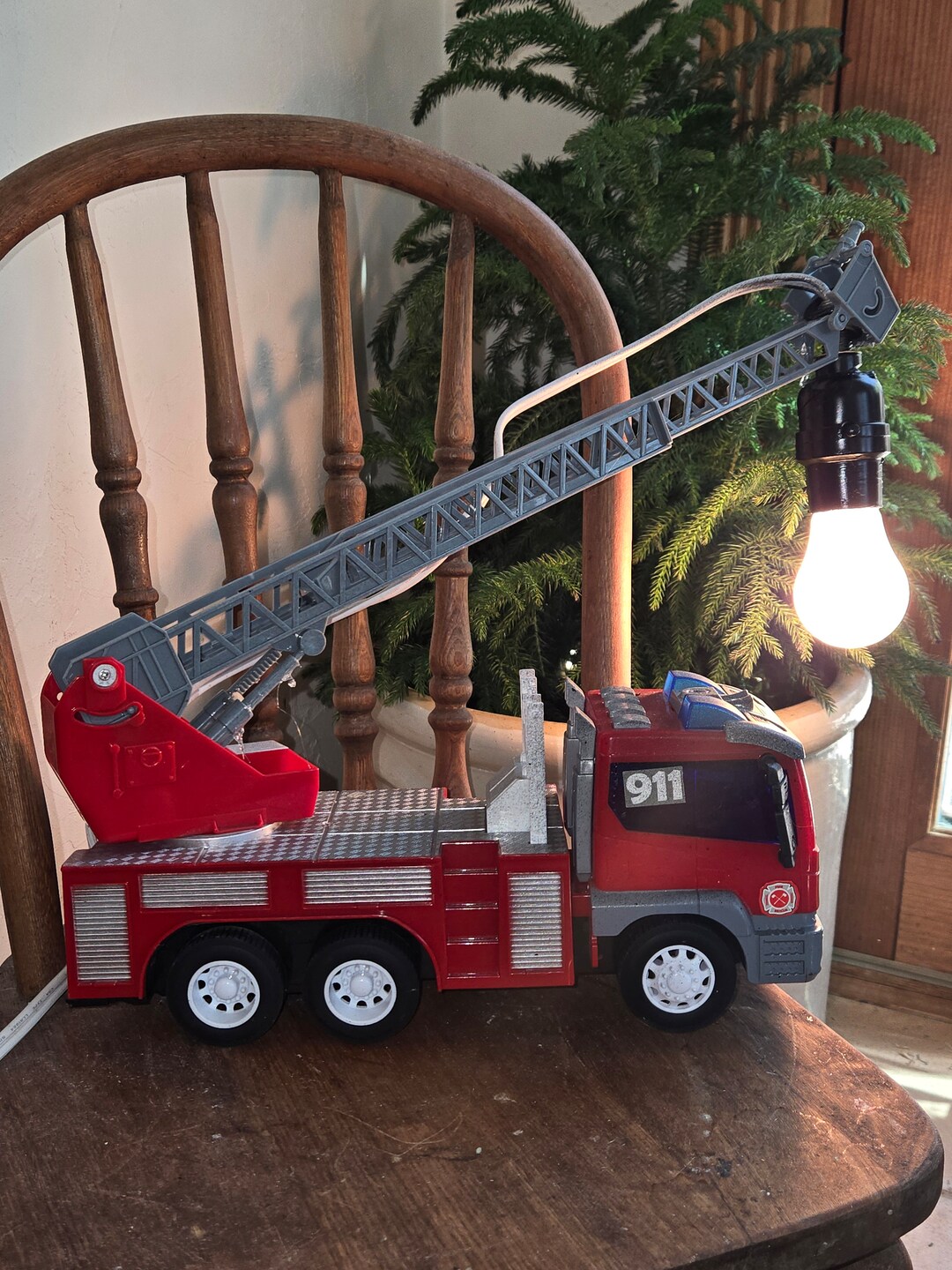 Fire Engine Night Light Bedside or Shelf Lamp Handcrafted Unique ...