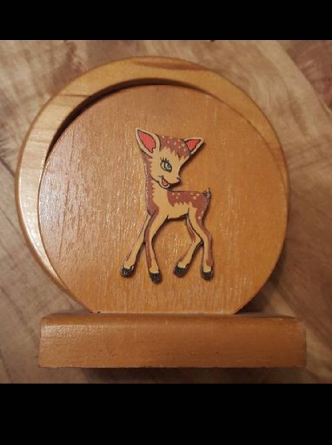 Bambi Letter or Napkin Holder MCM Wooden - Etsy