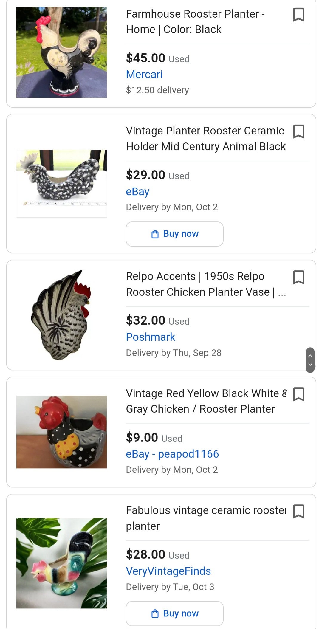 Rooster Planters, Black and White Ceramic - Pair Vintage 1950s SALE Was ...