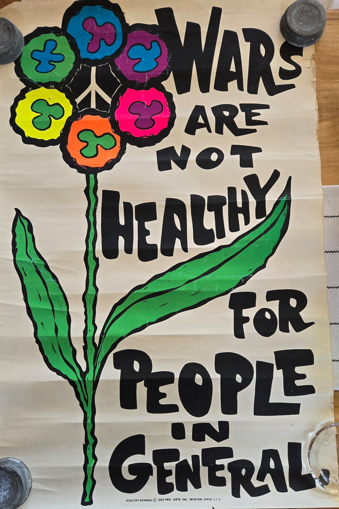 Anti Vietnam War Dayglo Psychedelic Poster 1969 Pro Arts Medina OH 21.5 ...