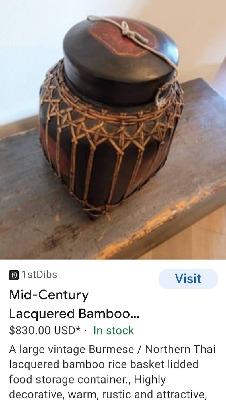 Lidded Rice Carrier Container Bamboo Lacquered Asia, Vintage - Etsy