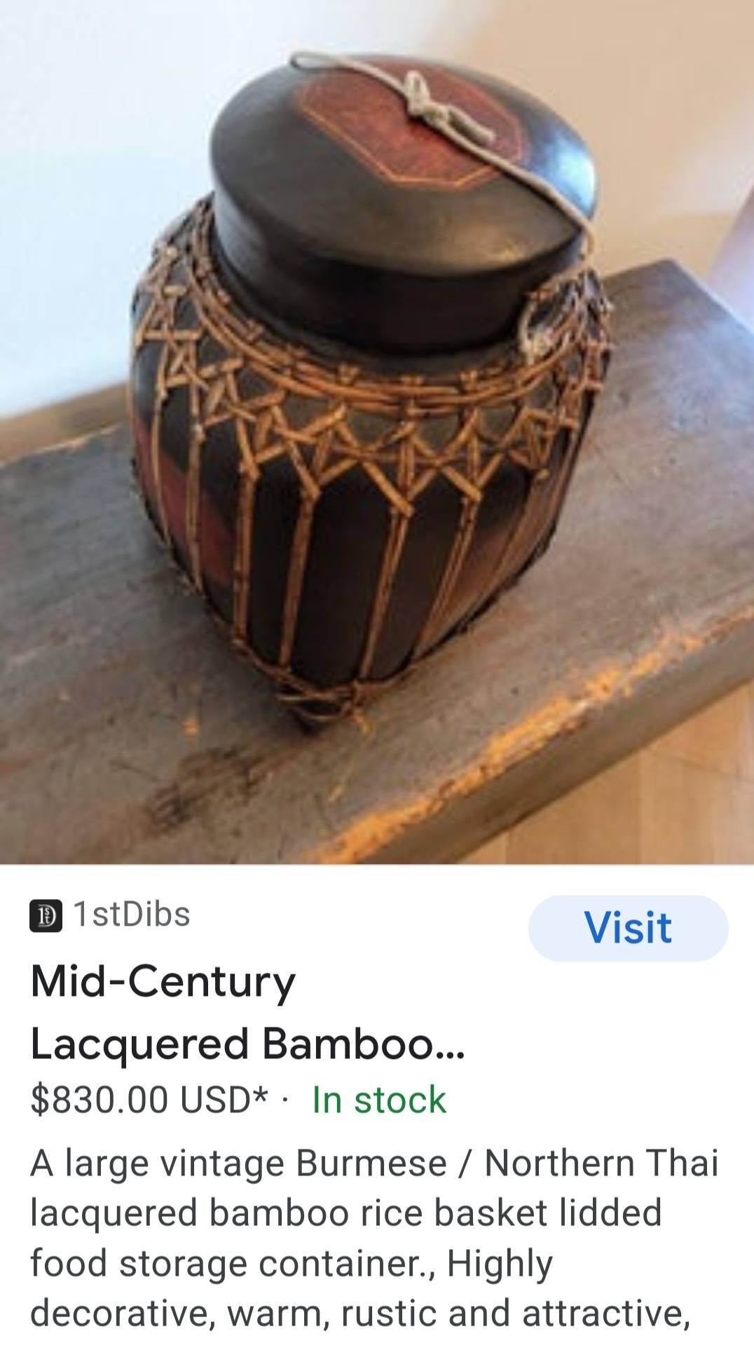 Lidded Rice Carrier Container Bamboo Lacquered Asia, Vintage - Etsy