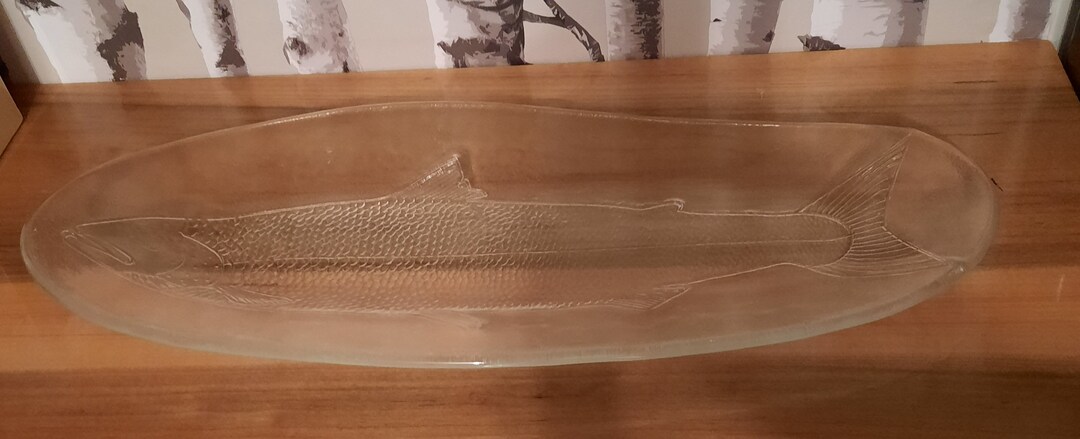 Fish Platter, Embossed Clear Glass, Extra Long 20" Vintage 1985 SALE ...