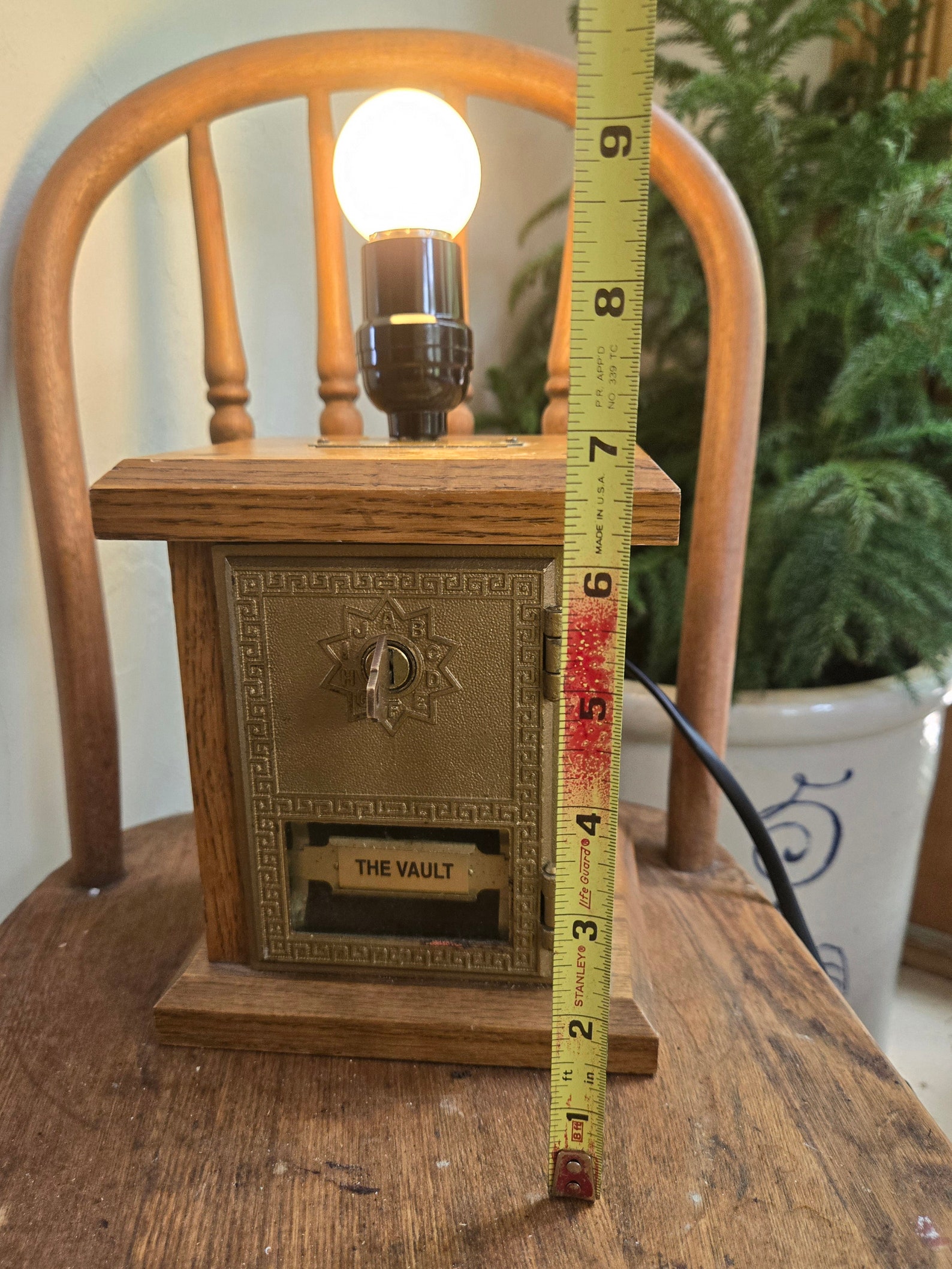 Vintage Post Office Box Door Lamp & Bank Nightlight Handmade Hardwood ...