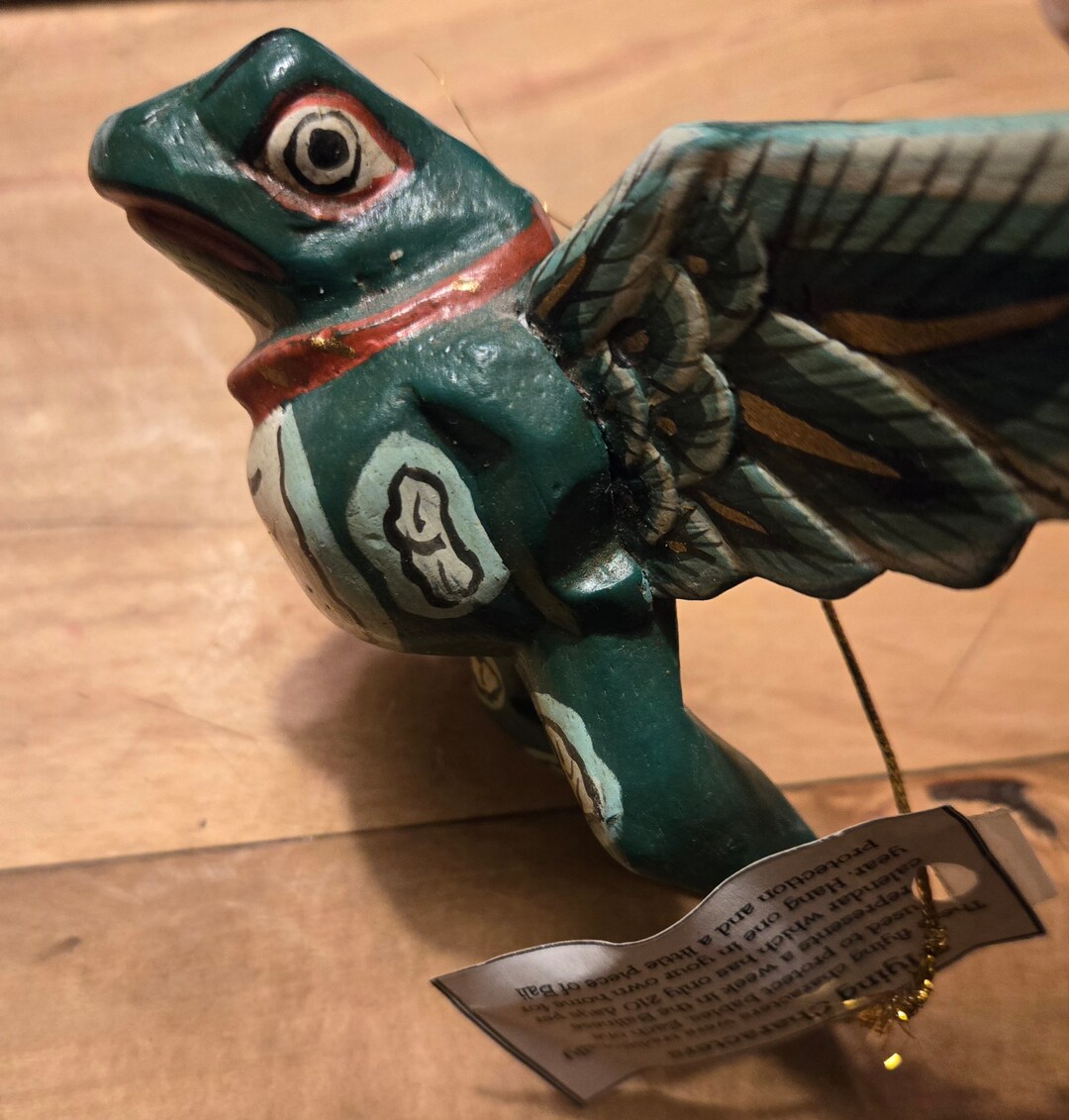 Flying Frog Figure Hand Carved and Painted Bali Vintage 1990s Great ...