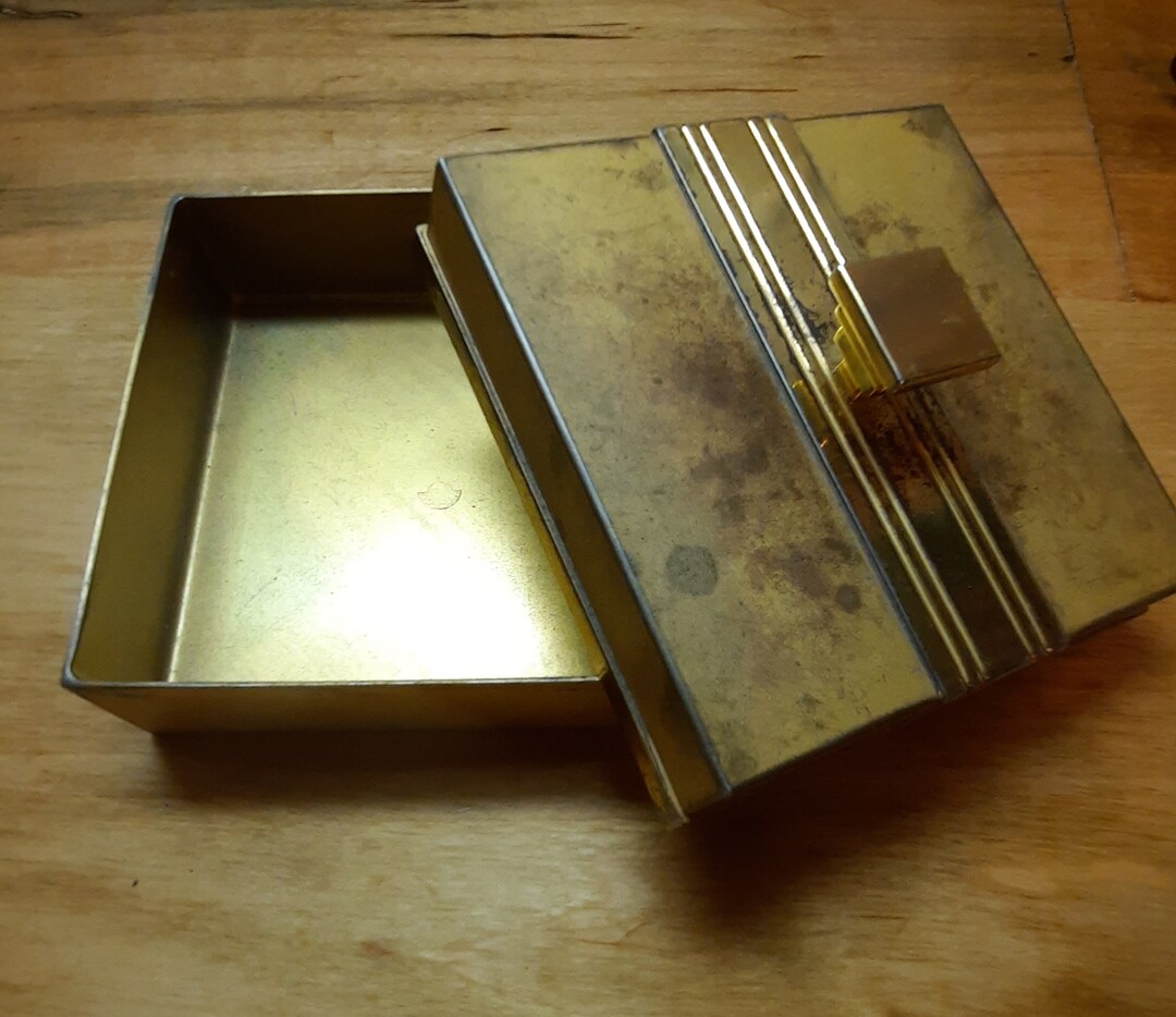 Hickok Powder/trinket Box 14kt Plated Brass Vintage 1960s SALE Was 46 ...