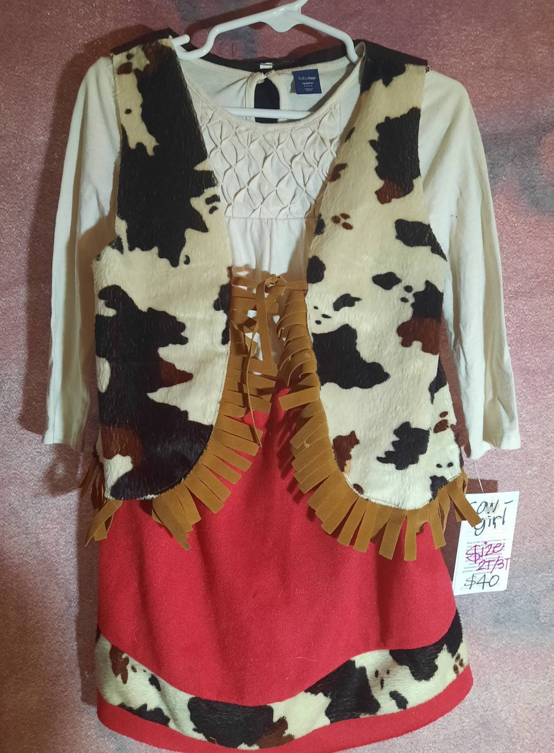 Cowgirl Costume; Includes Boots & Hat Halloween Girl's Size 2T/3T ...