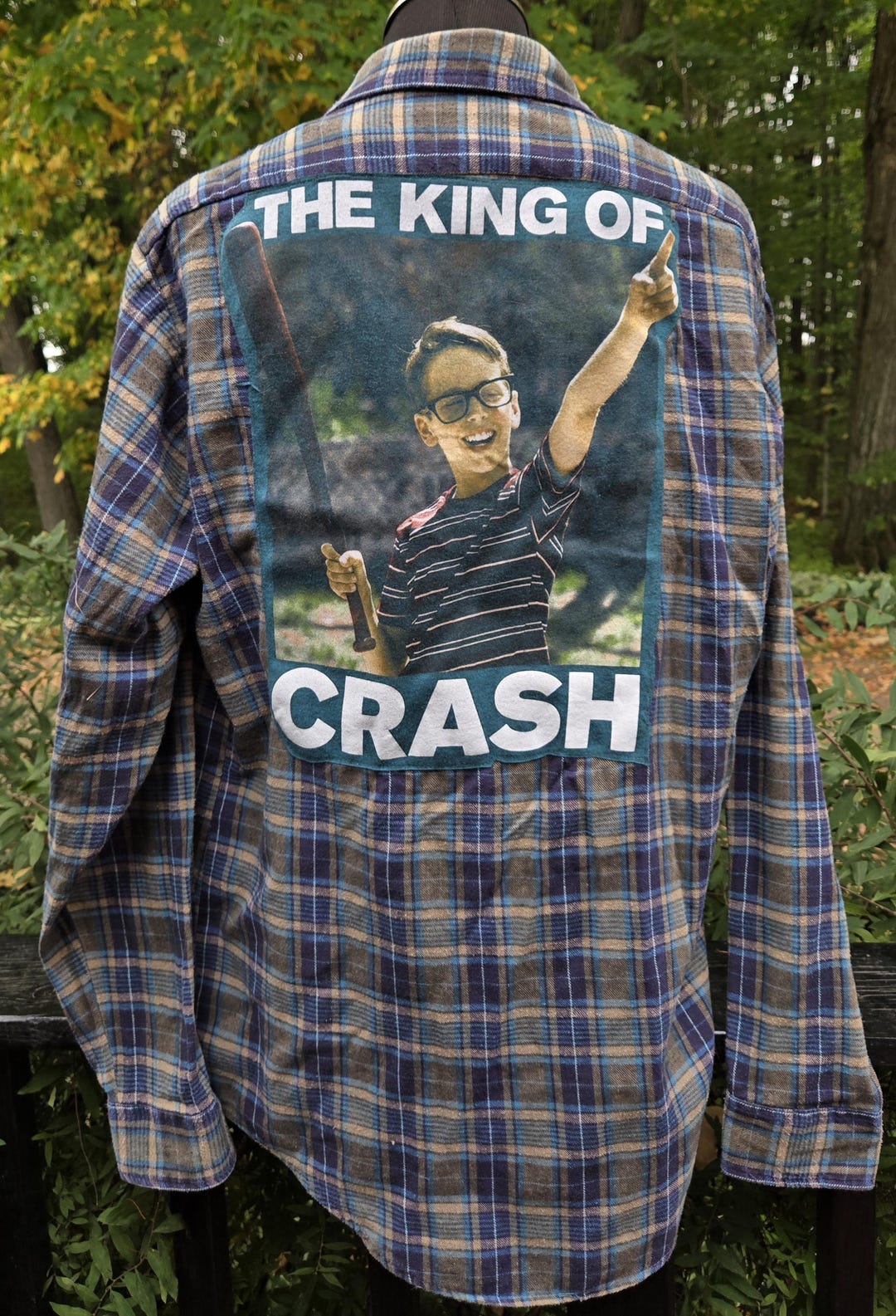 Sandlot King of Crash Flannel Blue Tan Multi Plaid Baseball Softball ...