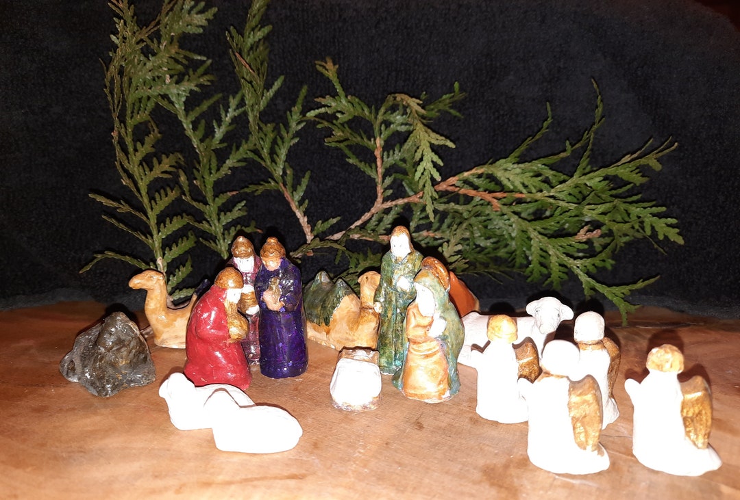Vintage Glazed Chalkware Nativity Set - Etsy
