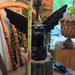 Gothic Black Gargoyle Accent Table Lamp Nightlight Upcycled Handcrafted ...