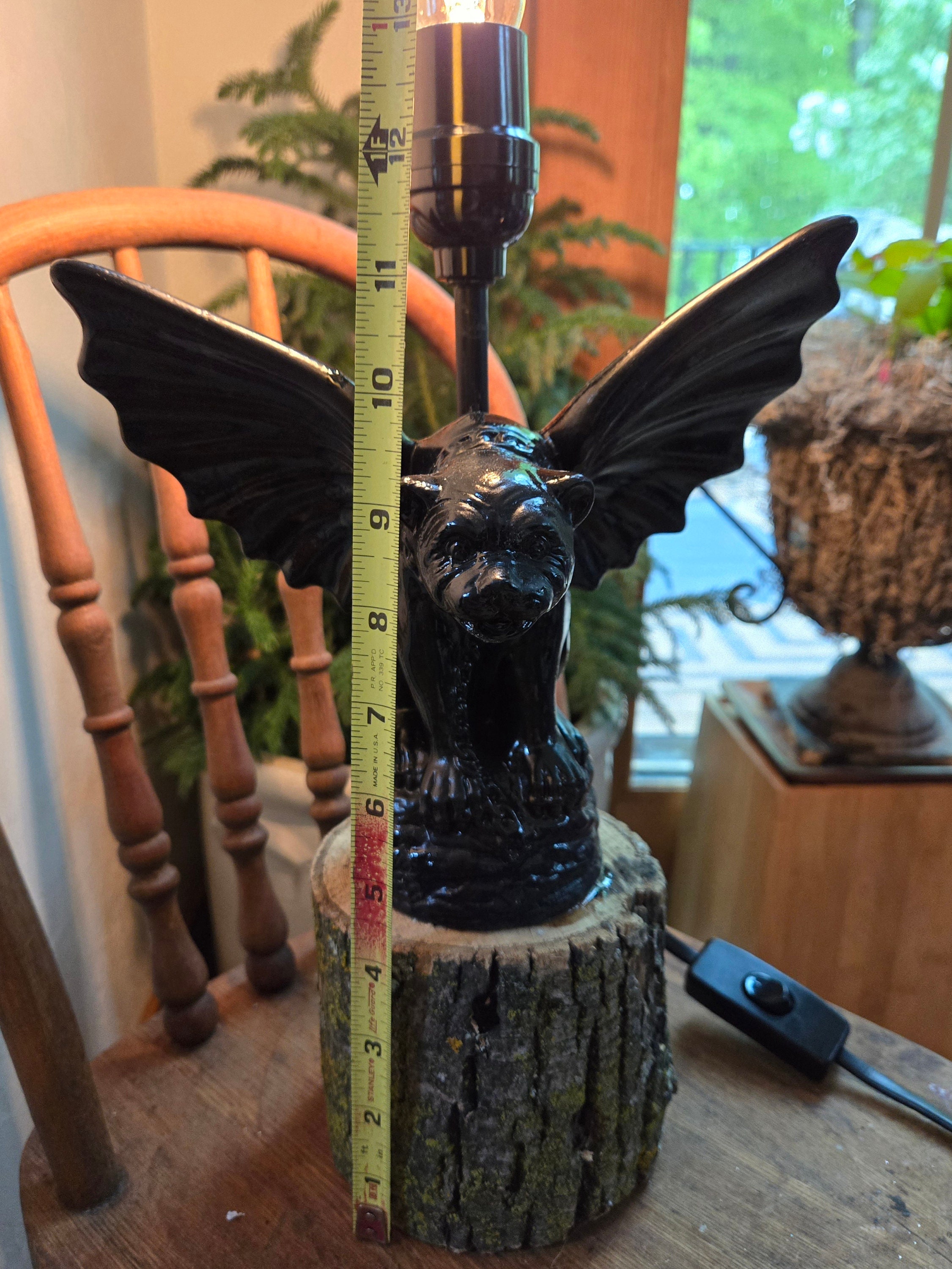 Gothic Black Gargoyle Accent Table Lamp Nightlight Upcycled Handcrafted ...