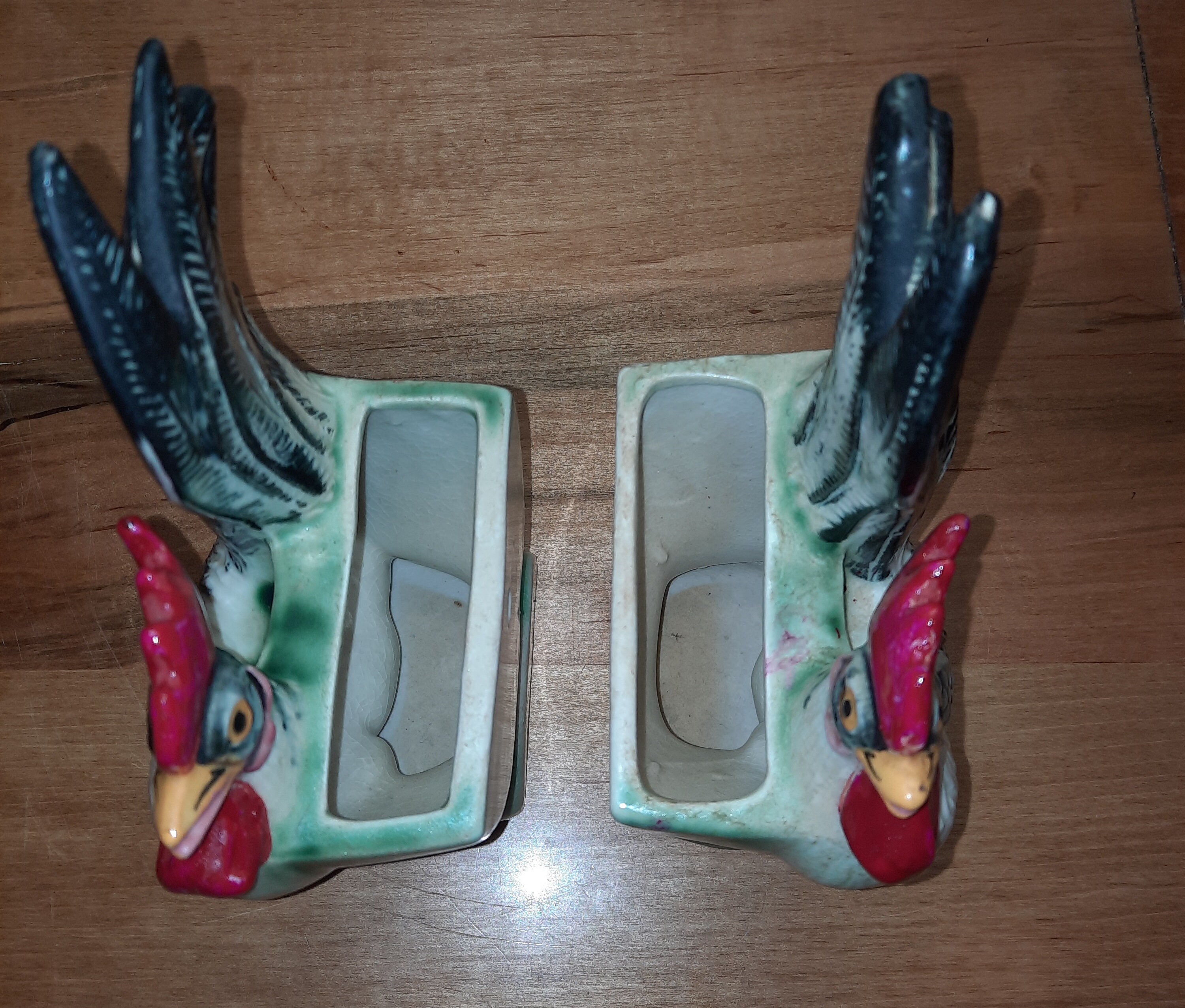 Rooster Planters, Black and White Ceramic - Pair Vintage 1950s SALE Was ...
