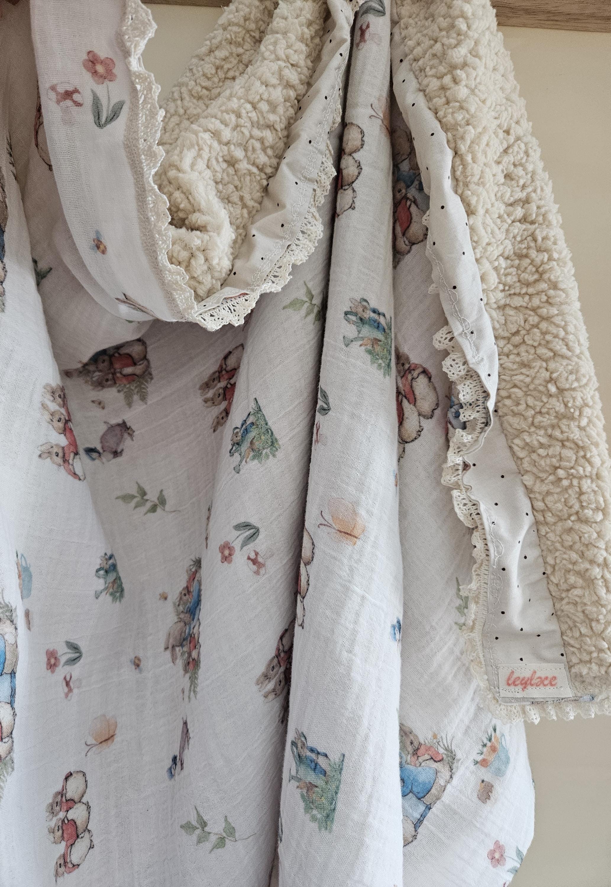 Peter Rabbit Organic Baby Muslin and Teddy Fabric Blanket for Girl and ...