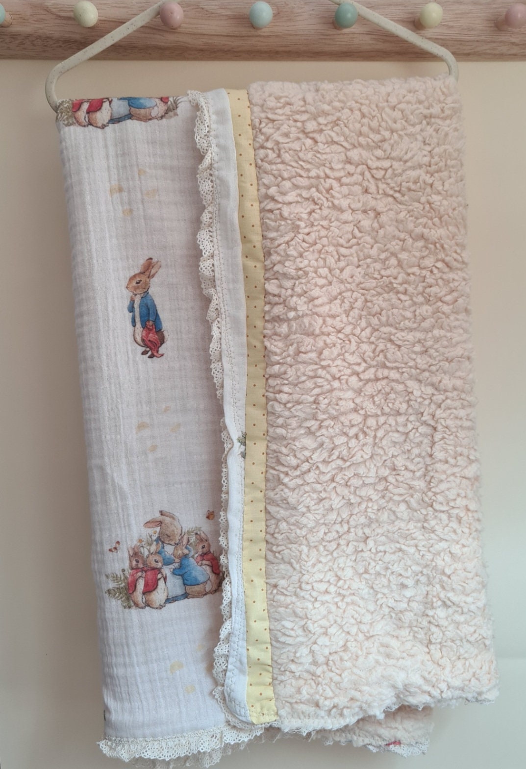 Peter Rabbit Organic Baby Muslin and Teddy Fabric Blanket for Girl and ...