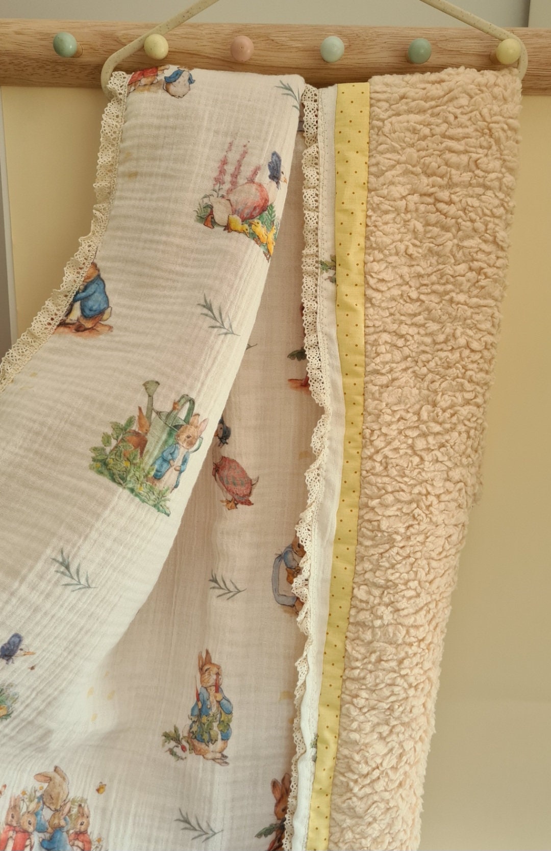 Peter Rabbit Organic Baby Muslin and Teddy Fabric Blanket for Girl and ...