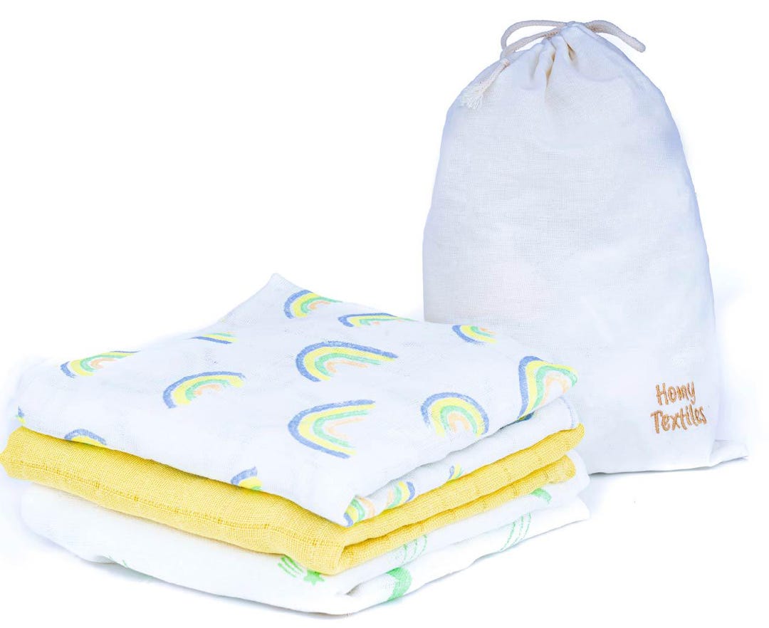 100% Cotton Muslin Cloth Baby Squares Pack of 3pcs Breathable & Soft ...