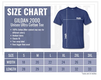 Gildan 2000 Size | Etsy