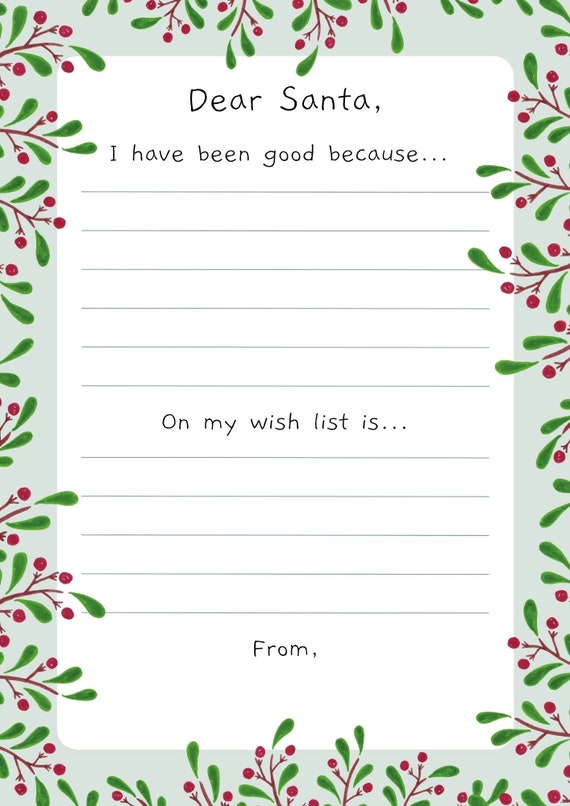 Letter to Santa Page Printable Dear Santa Letter Christmas Wish List Christmas Kids Activity Wishlist Template Holiday Fun Xmas
