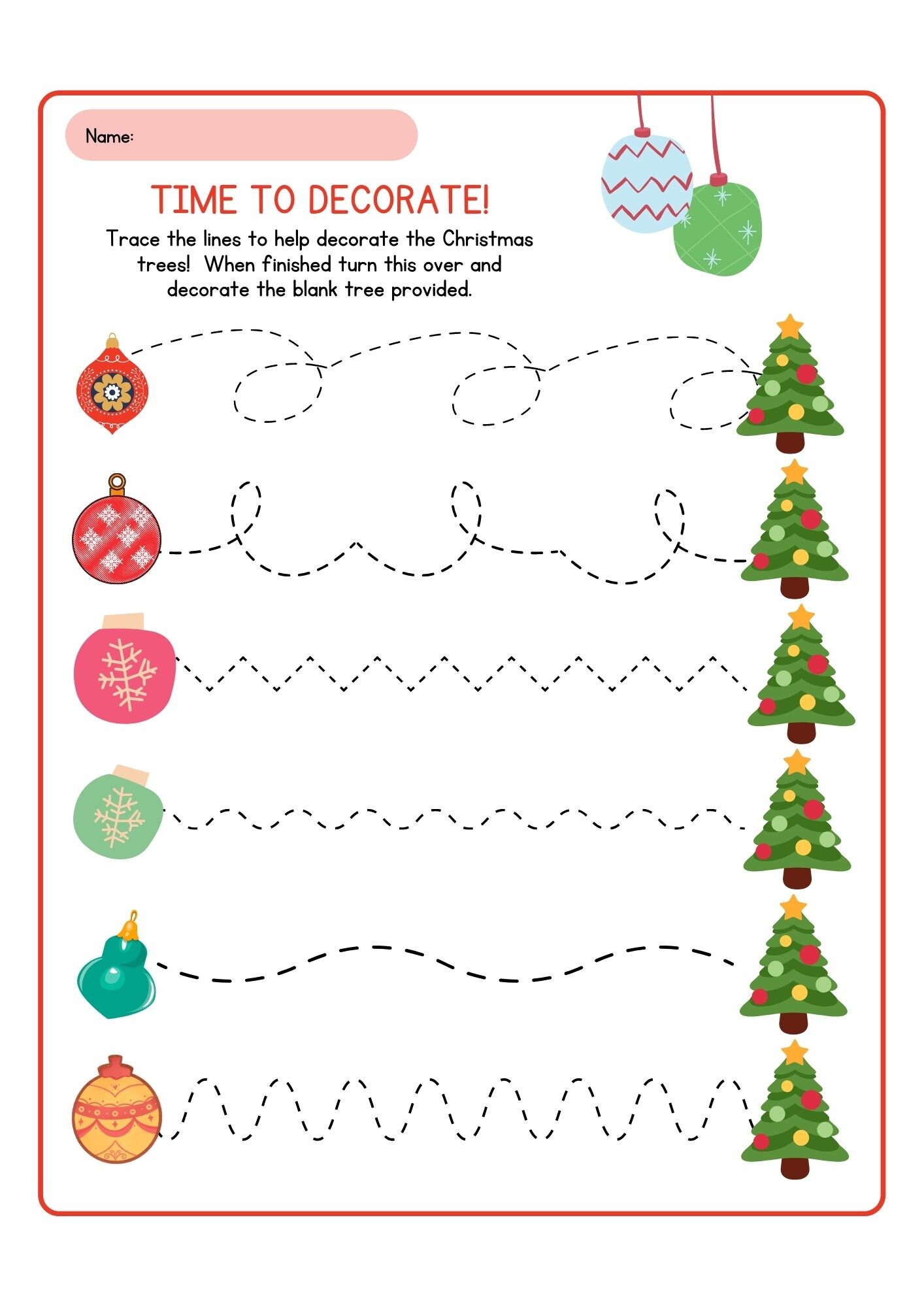 Christmas Tree Activity Sheets - Etsy