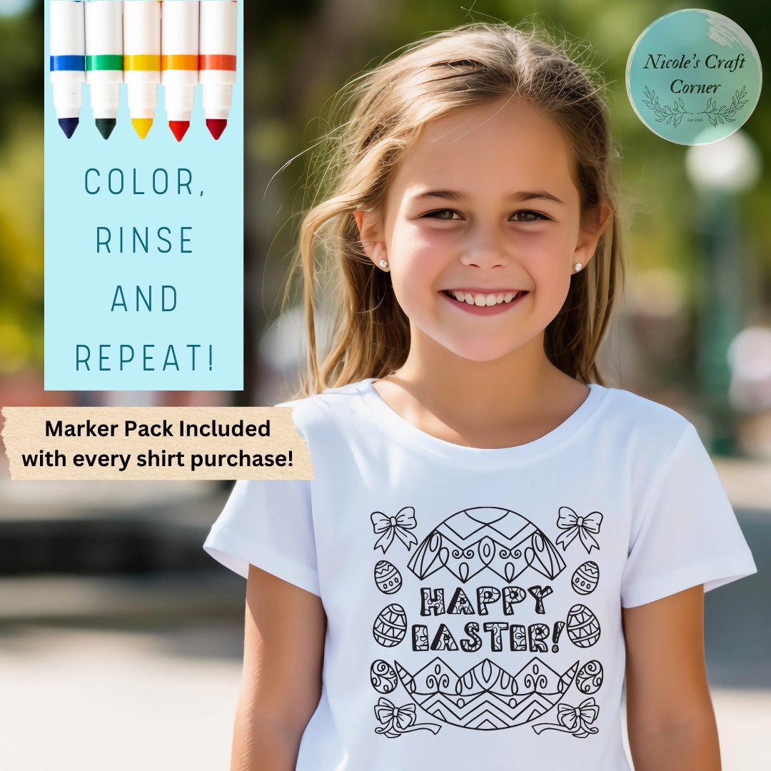 Color Your Own Easter Shirts, Youth Easter Shirt, Easter, Coloring ...
