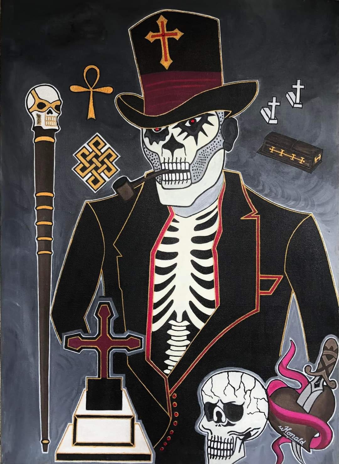 Haitian Surrealist Folk Art Vodou Lwa Baron Samedi Honald Pierre Paul ...